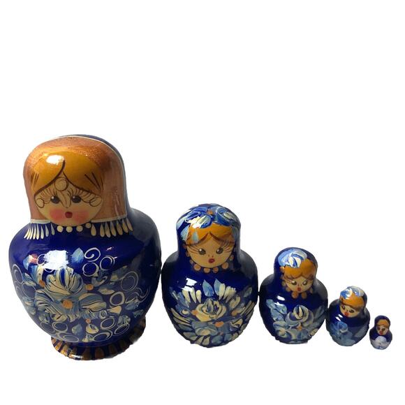 Unbranded | Toys | 5 Hand Painted Blue Floral Traditional Russian ...
